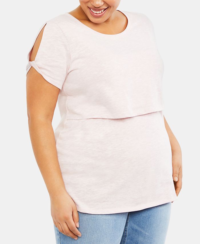 Motherhood Maternity Plus Size Tiered Nursing Top - Macy's