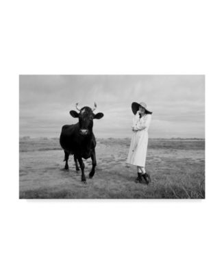 Mikhail Potapov 'Cow And Girl' Canvas Art - 32" x 22" x 2" - Macy's