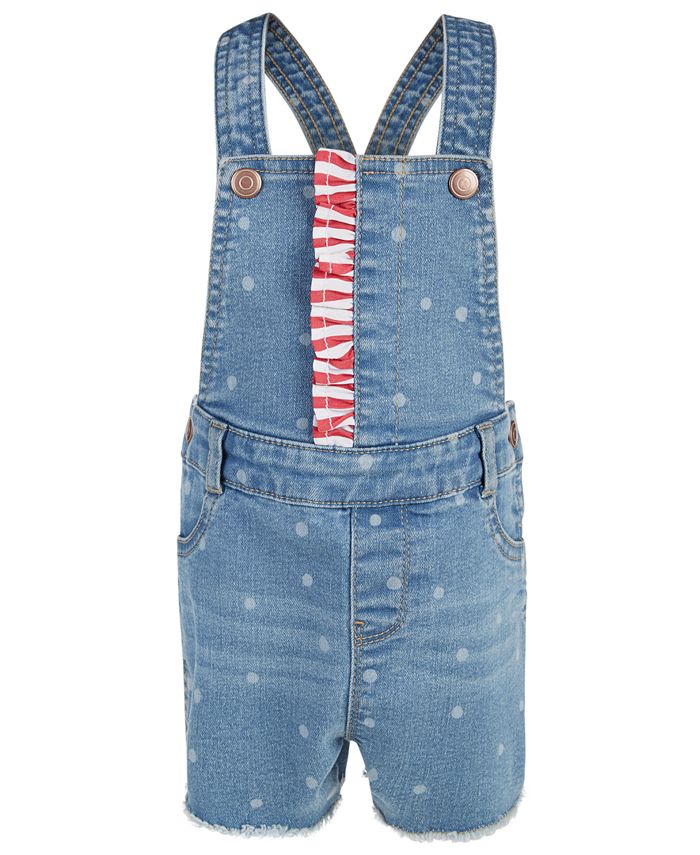 First Impressions Baby Girls Ruffle Trim Denim Shortalls, Created for ...