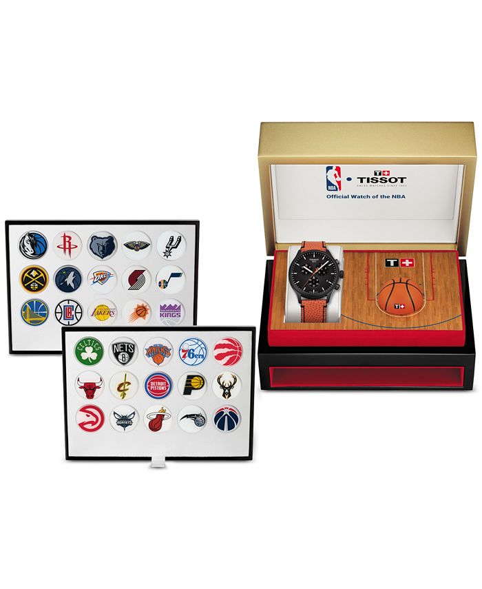 Tissot Men's Swiss Chronograph XL NBA Collector Orange Leather Strap ...