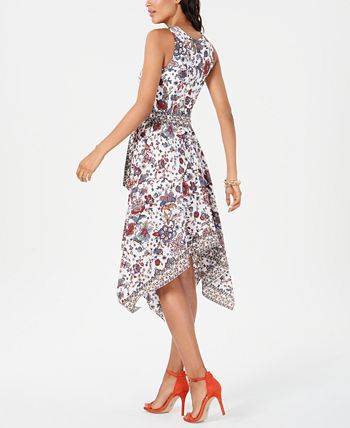 Robbie Bee Petite Printed Handkerchief-Hem A-line Dress - Macy's