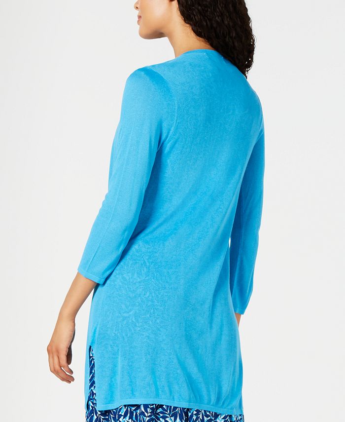 Kasper 3/4-Sleeve Draped Open-Front Cardigan - Macy's