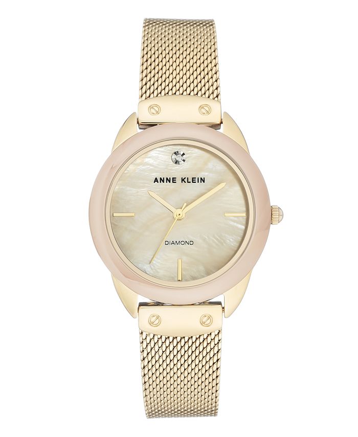 Anne Klein Genuine Mother of Pearl Dial with A Genuine Diamond Watch ...