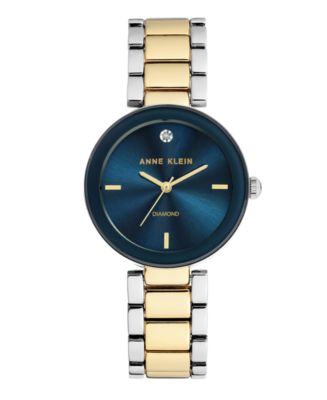 Anne Klein Sunray Dial with A Genuine Diamond Watch - Macy's