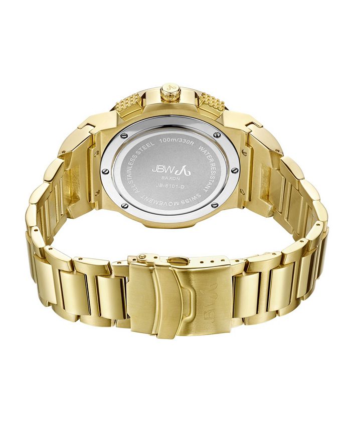 Jbw Men's Saxon Diamond (1/6 ct.t.w.) 18k Gold Plated Stainless Steel ...