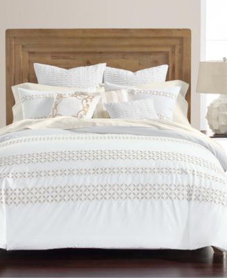 Martha Stewart Collection Eyelet Stripe White Cotton 8-Pc. King ...
