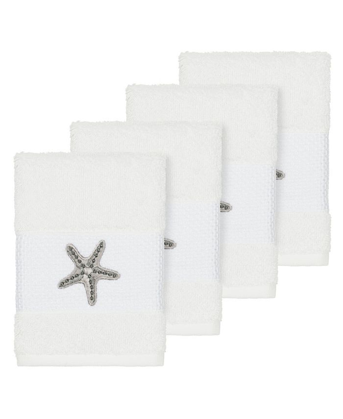 Linum Home Turkish Cotton Lydia 4-Pc. Embellished Washcloth Set - Macy's
