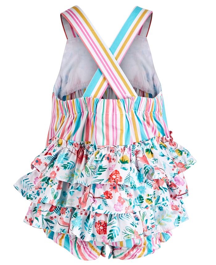 Bonnie Baby Baby Girls Ruffle & Bow Bubble Romper - Macy's