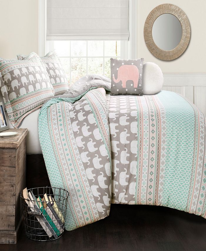 Lush Décor Elephant Stripe 5Pc Full/Queen Comforter Set - Macy's
