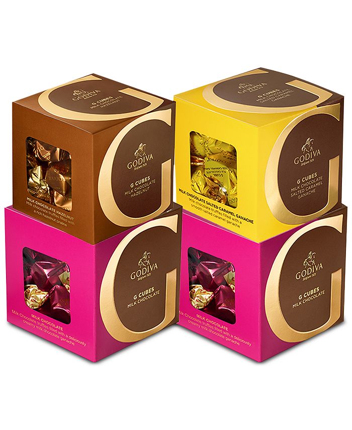 Godiva 4-Piece Milk Chocolate, Caramel & Hazelnut G Cube Set - Macy's