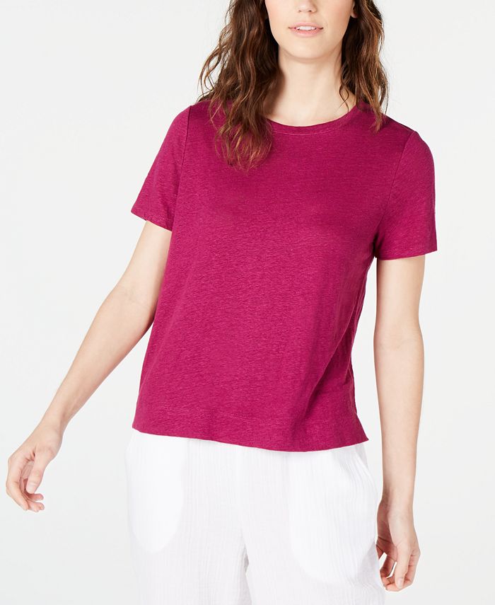 Eileen Fisher Organic Linen T-Shirt, Regular & Petite - Macy's
