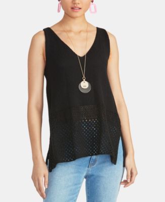 RACHEL Rachel Roy Tasha Sleeveless Open-Knit Sweater Top - Macy's