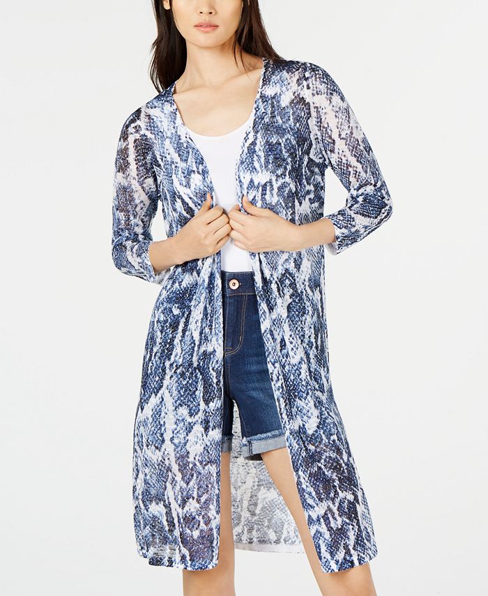INC International Concepts INC Petite Snakeskin-Print Duster Cardigan ...