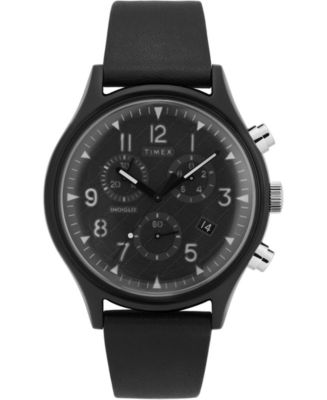 Timex MK1 Supernova™ Chronograph 42mm Black Leather Strap Watch - Macy's