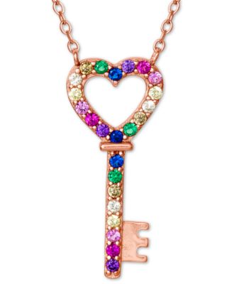 Giani Bernini Cubic Zirconia Rainbow Heart Key Pendant Necklace in 18k ...