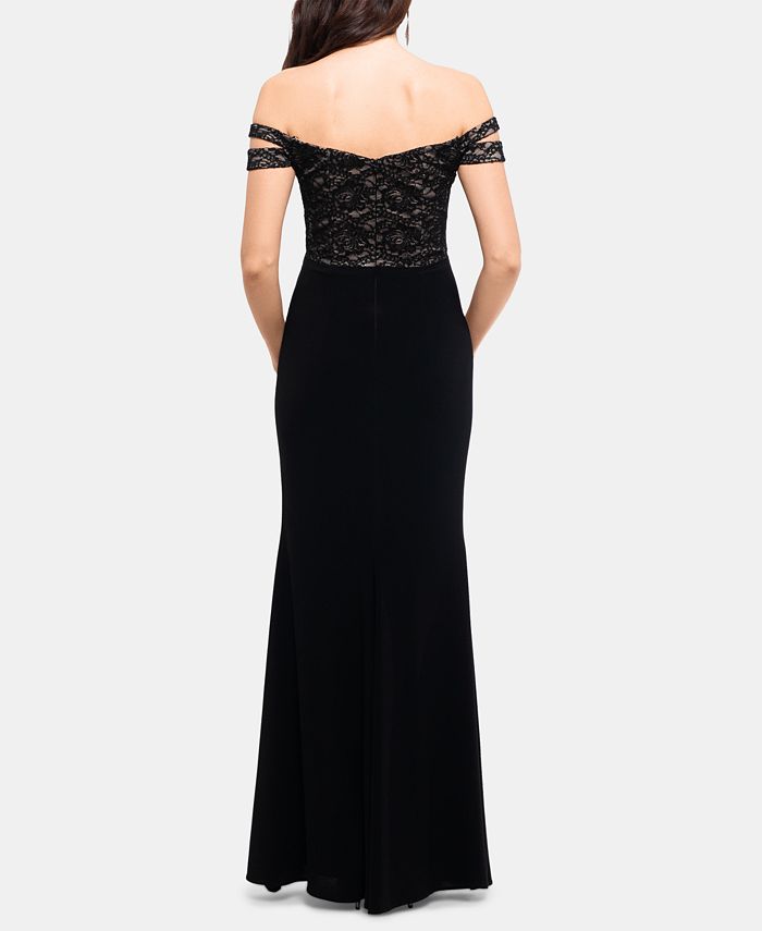 XSCAPE Off-The-Shoulder Double-Strap Gown - Macy's
