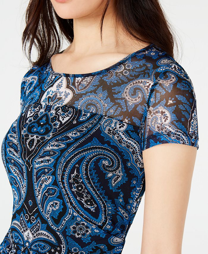 INC International Concepts INC Cap-Sleeve Paisley Illusion Top, Created ...