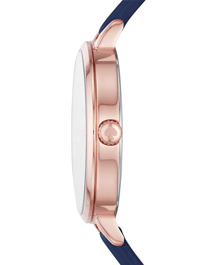 kate spade new york Women's Metro Blue Leather Strap Watch 34mm - Macy's