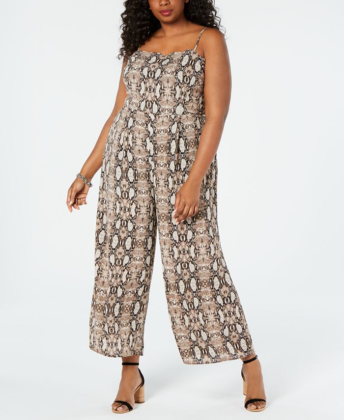 Monteau Juniors' Plus Size Snake-Print Jumpsuit - Macy's