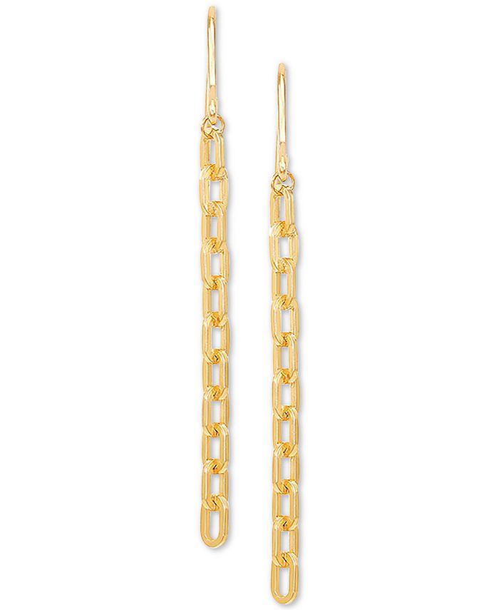 Italian Gold Forzatina Chain Drop Earrings in 10k Gold - Macy's