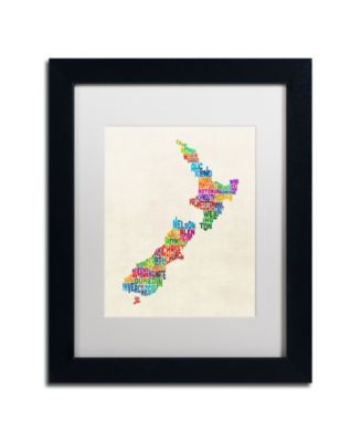 Trademark Global Michael Tompsett 'New Zealand Typography Map' Matted ...