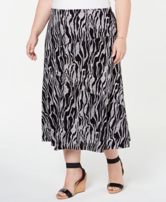 JM Collection Plus Size Printed Jacquard Skirt, Created for Macy's - Macy's