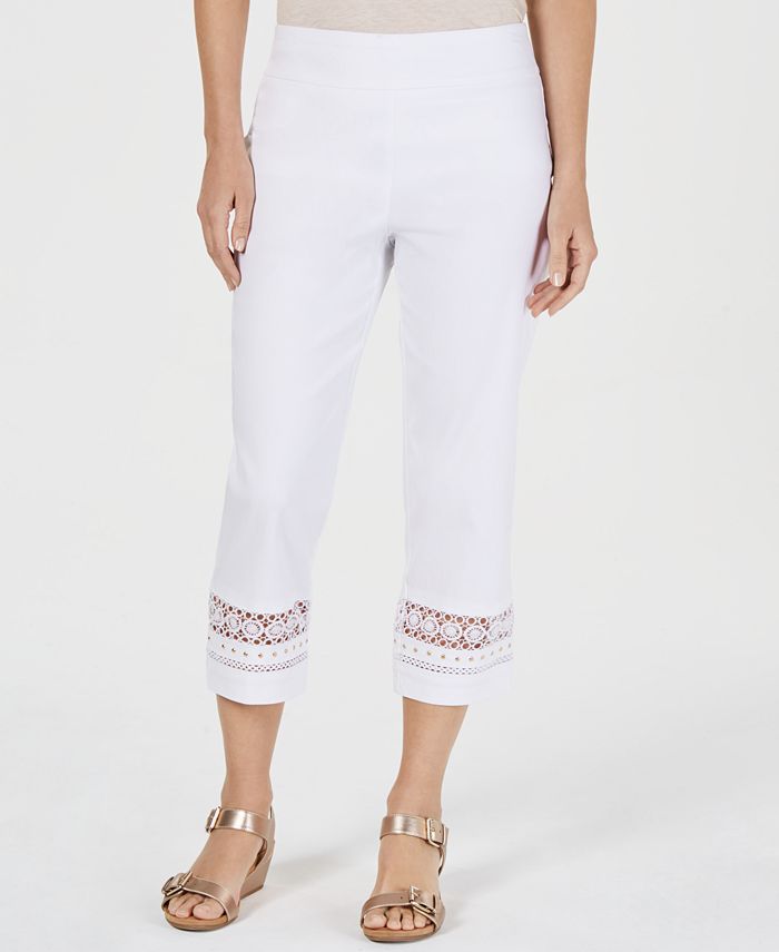 JM Collection Crochet-Trim Studded Capris, Created for Macy's - Macy's