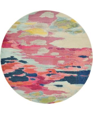 Bayshore Home Newwolf New4 Pink 8' x 8' Round Area Rug - Macy's
