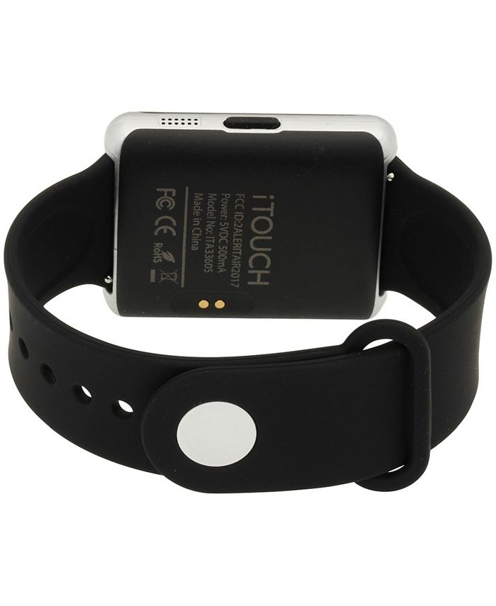 iTouch Air Smartwatch 45mm Silver Case with Black Strap - Macy's