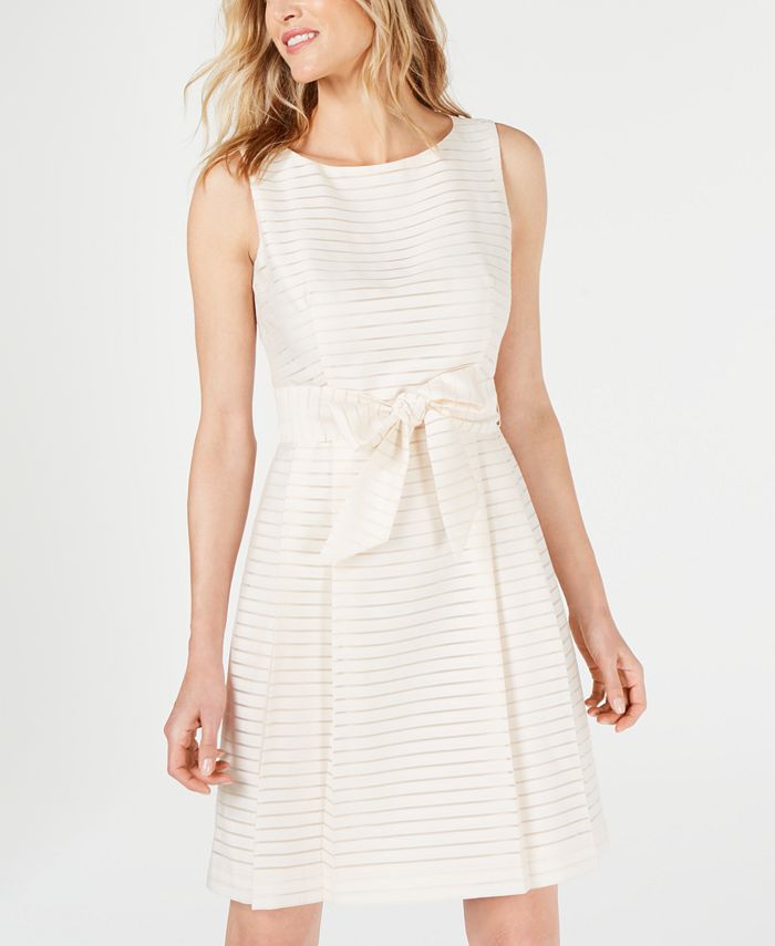 Anne Klein Shadow-Stripe A-Line Dress - Macy's