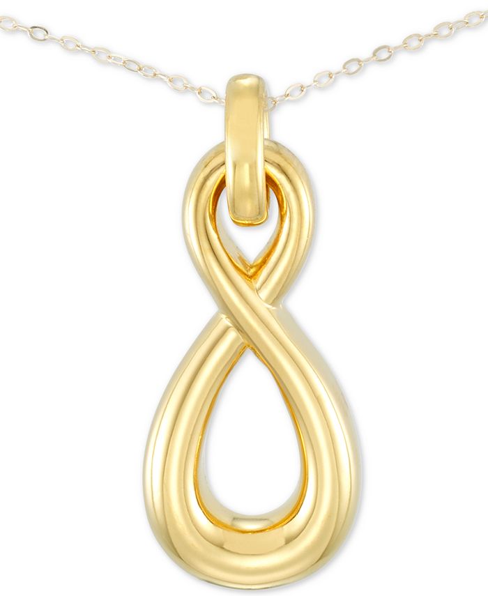 Signature Gold Diamond Accent Infinity 18" Pendant Necklace in 14k Gold ...
