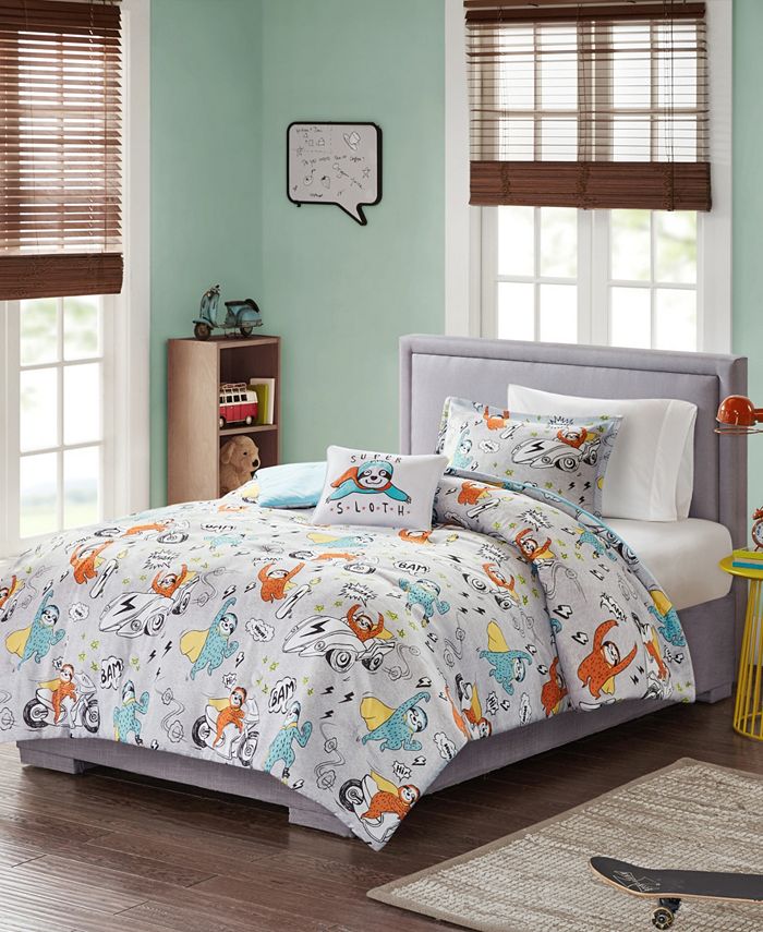 Mi Zone CLOSEOUT! Raff Full/Queen 4 Piece Sloth Printed Comforter Set ...