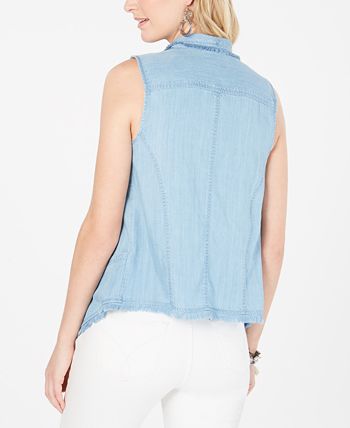 Style & Co Draped-Front Frayed-Hem Vest, Created for Macy's - Macy's