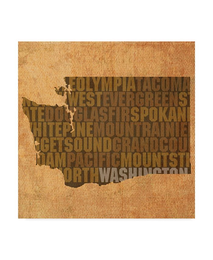 Trademark Global Red Atlas Designs 'Washington State Words' Canvas Art ...