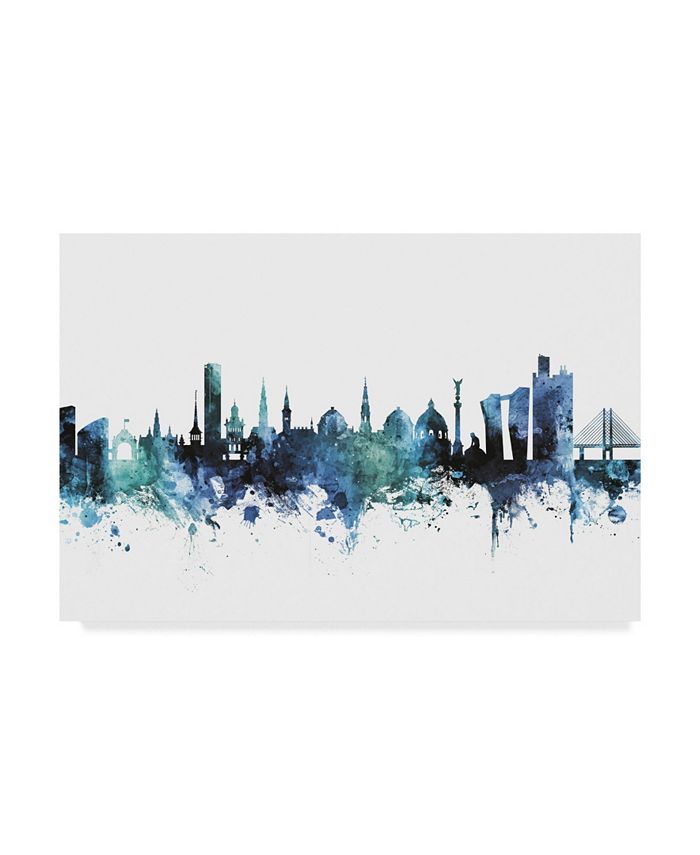 Trademark Global Michael Tompsett 'Copenhagen Denmark Blue Teal Skyline ...