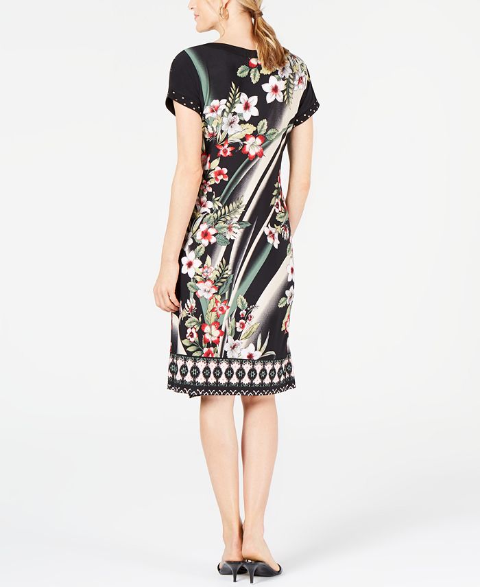 JM Collection Studded Faux-Wrap Dress, Created for Macy's - Macy's