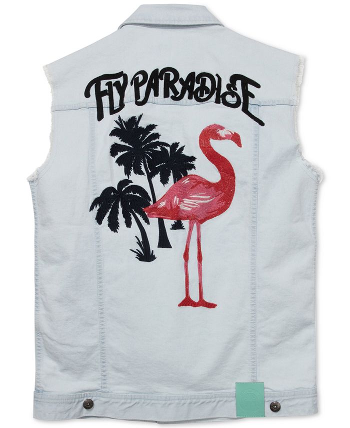 Born Fly Men's Flamingo Denim Vest - Macy's