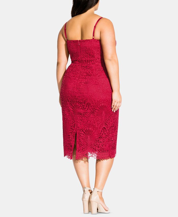 City Chic Trendy Plus Size Strappy Lace Dress - Macy's