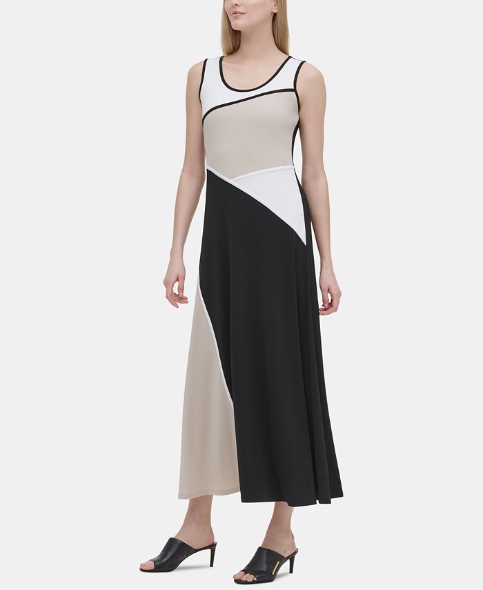 Calvin Klein Colorblocked Maxi Dress - Macy's
