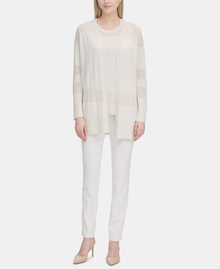 Calvin Klein Embellished-Trim Open-Front Cardigan - Macy's