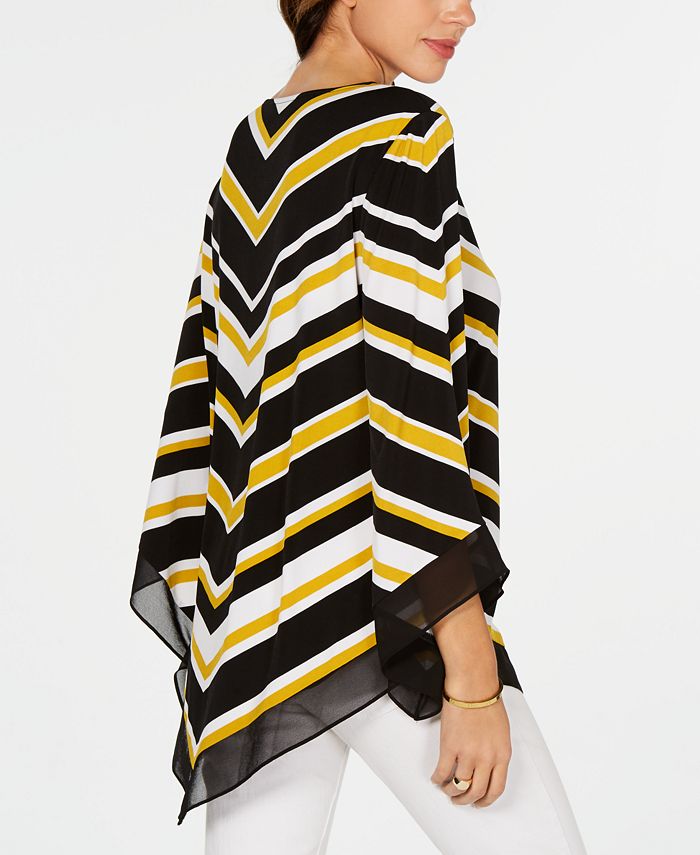 Alfani Petite Striped V-Hem Top, Created for Macy's - Macy's