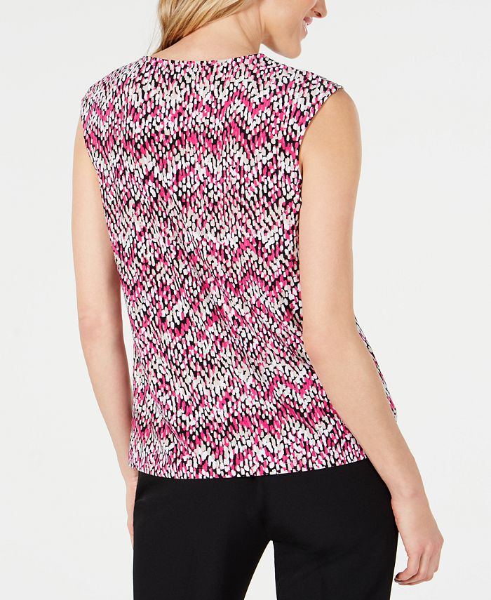 Kasper Petite Printed Keyhole Top - Macy's