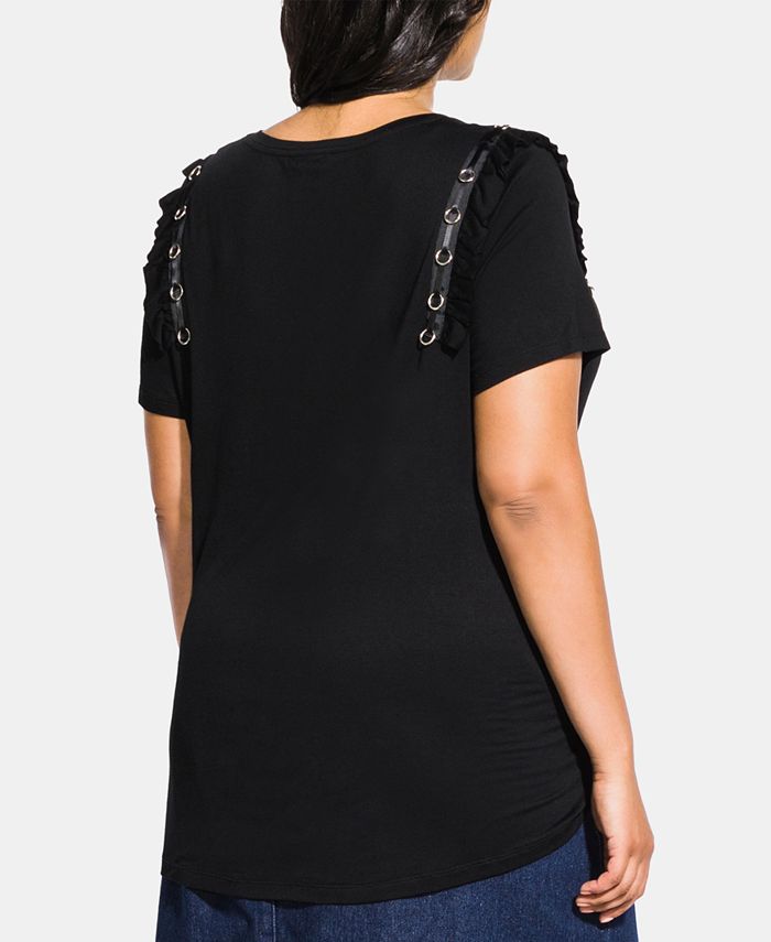City Chic Trendy Plus Size Ruffle Ring Top - Macy's