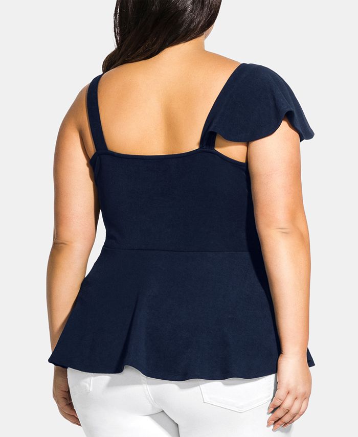 City Chic Trendy Plus Size Embellished One-Shoulder Top - Macy's