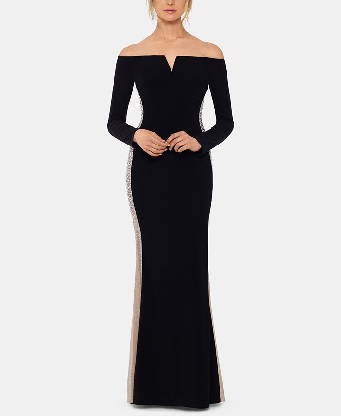 XSCAPE Beaded Off-The-Shoulder Gown - Macy's