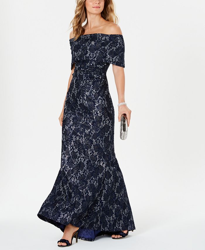 Vince Camuto Sequin & Lace Gown - Macy's