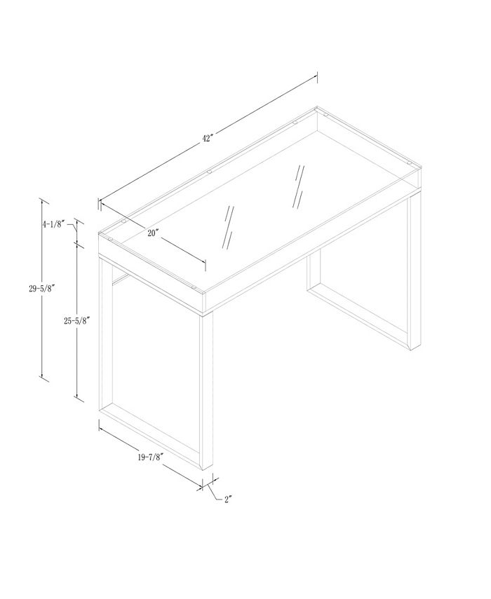 Walker Edison 42" Modern Glass Top Desk- Dark Walnut/Black - Macy's