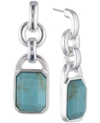 Lauren Ralph Lauren Silver-Tone Stone Drop Earrings - Macy's
