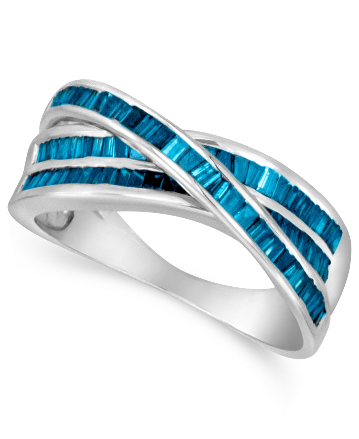 Click here for Sterling Silver Ring  Blue Diamond Crossover Ring... prices