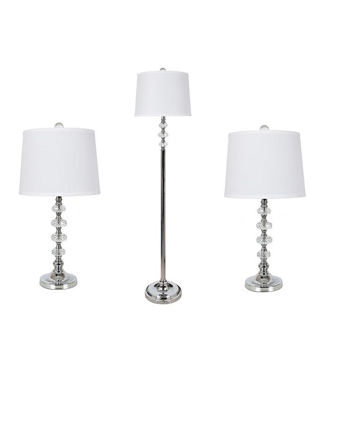 Crestview Collection Set of 3 Metal Table Lamps and Floor Lamp with ...
